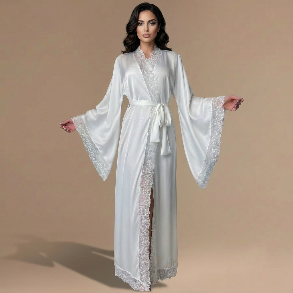 Peignoir Femme Satin Très Long : fluidité soyeuse & élégance – Les ...